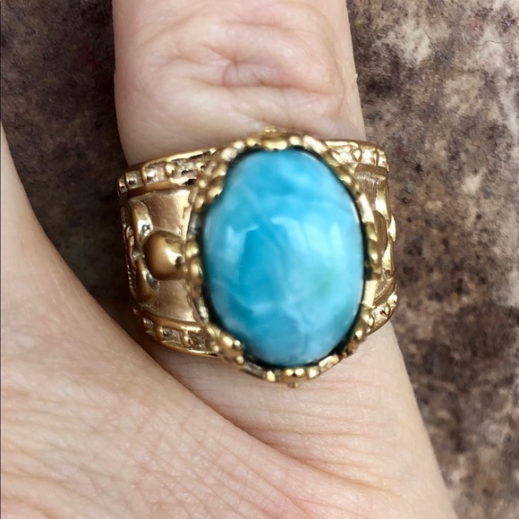 Dallas Prince | Jewelry | Dallas Prince Oval Larimar Etruscan Ring ...